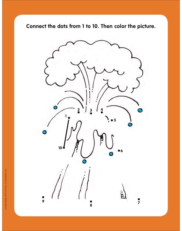 Volcano: Connect-the-Dots Page | Printable Connect the Dots and Skills ...
