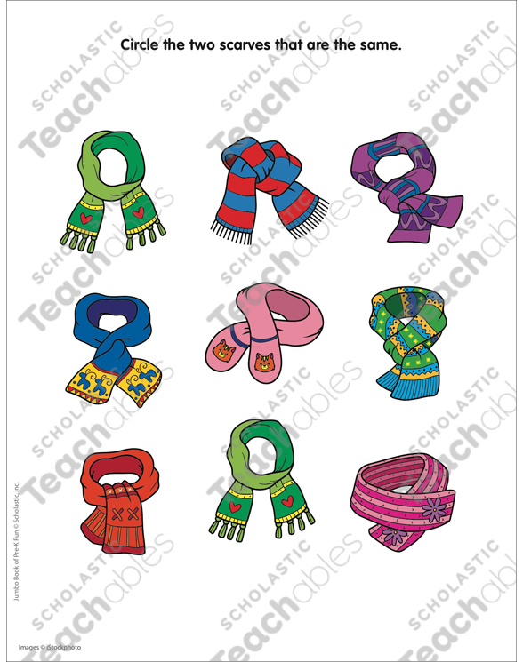 Find the Matching Scarves: Activity Page | Printable Skills Sheets