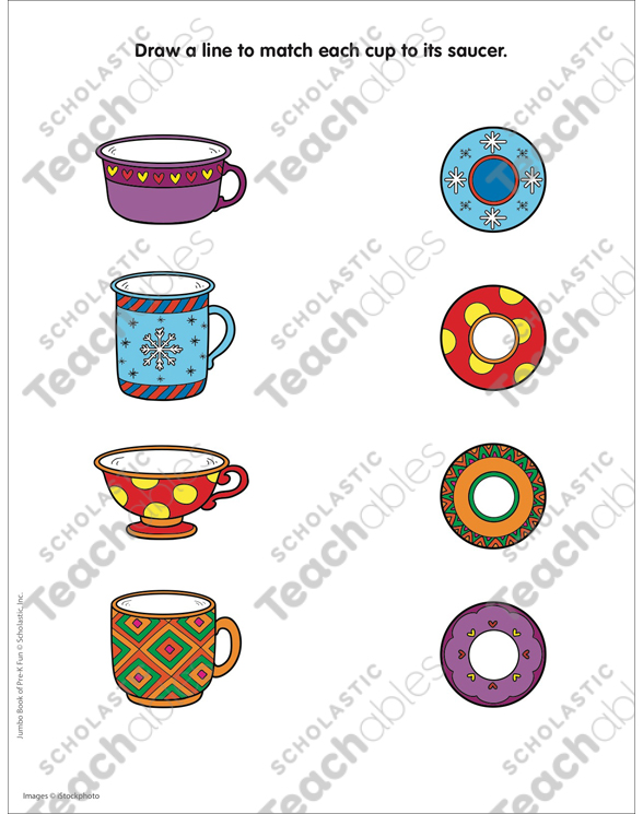 Match the Cups to the Saucers: Activity Page | Printable Skills Sheets