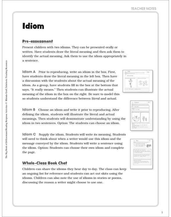 Idiom: Differentiated Reading Response | Printable Graphic Organizers
