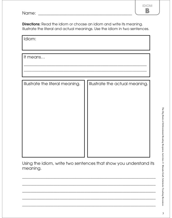 Idiom: Differentiated Reading Response | Printable Graphic Organizers