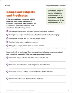 Compound Predicate Worksheets Compound Subjects And Predicates