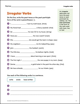 regular and irregular verbs tes