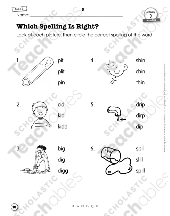 Word Family Packet: Short i (CVC) | Printable Skills Sheets
