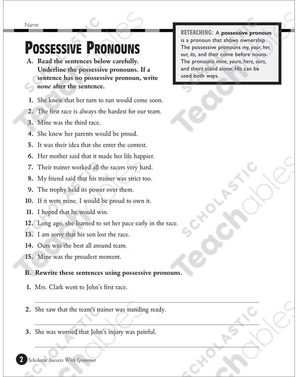 Possessive Nouns Grade 5 Printable Test Prep Tests