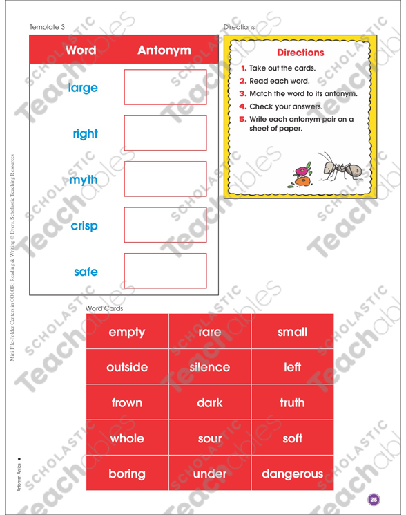 Antonym Antics: File-Folder Center | Printable File Folder Games and ...