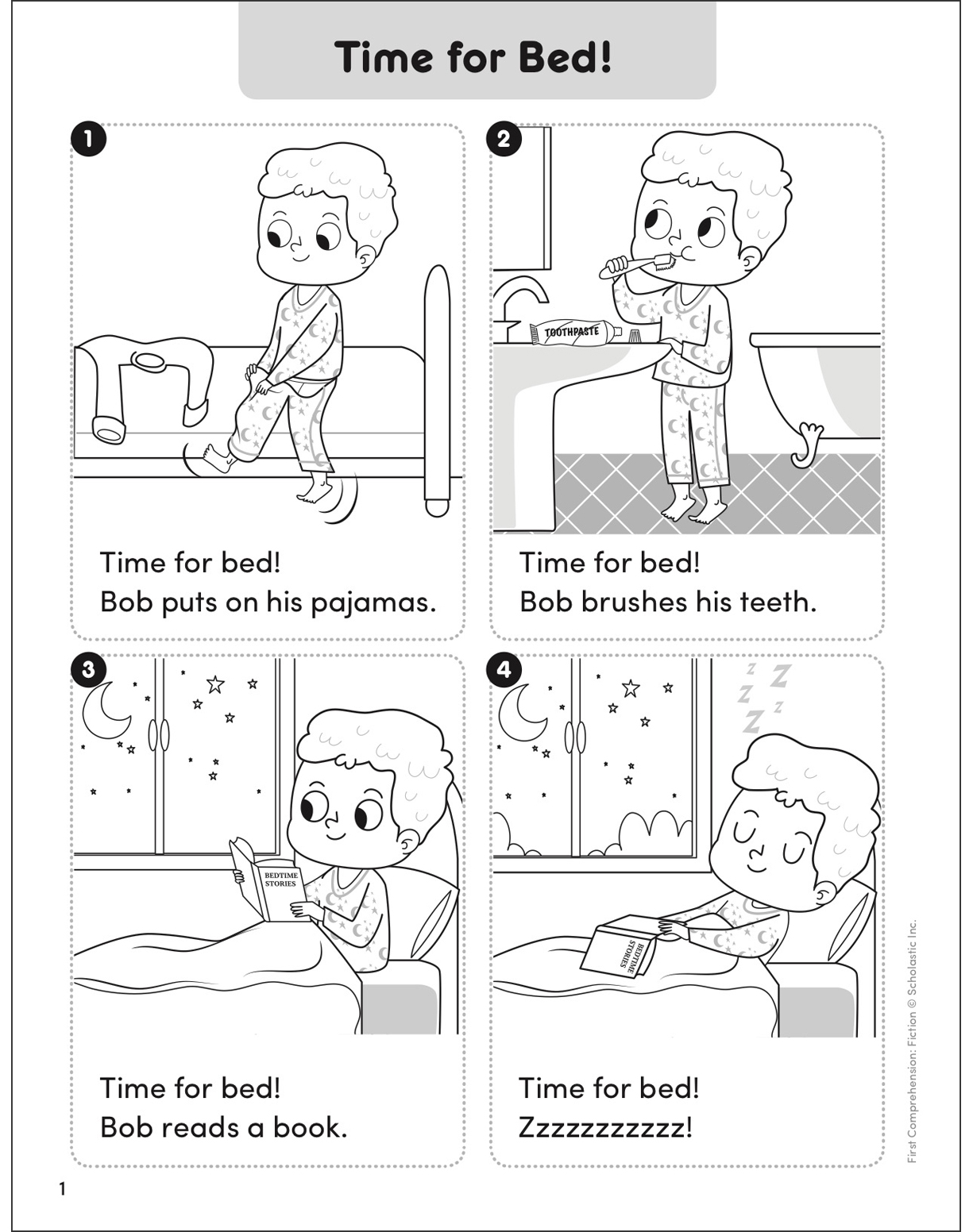Time for Bed! First Comprehension (Fiction) | Printable Skills Sheets