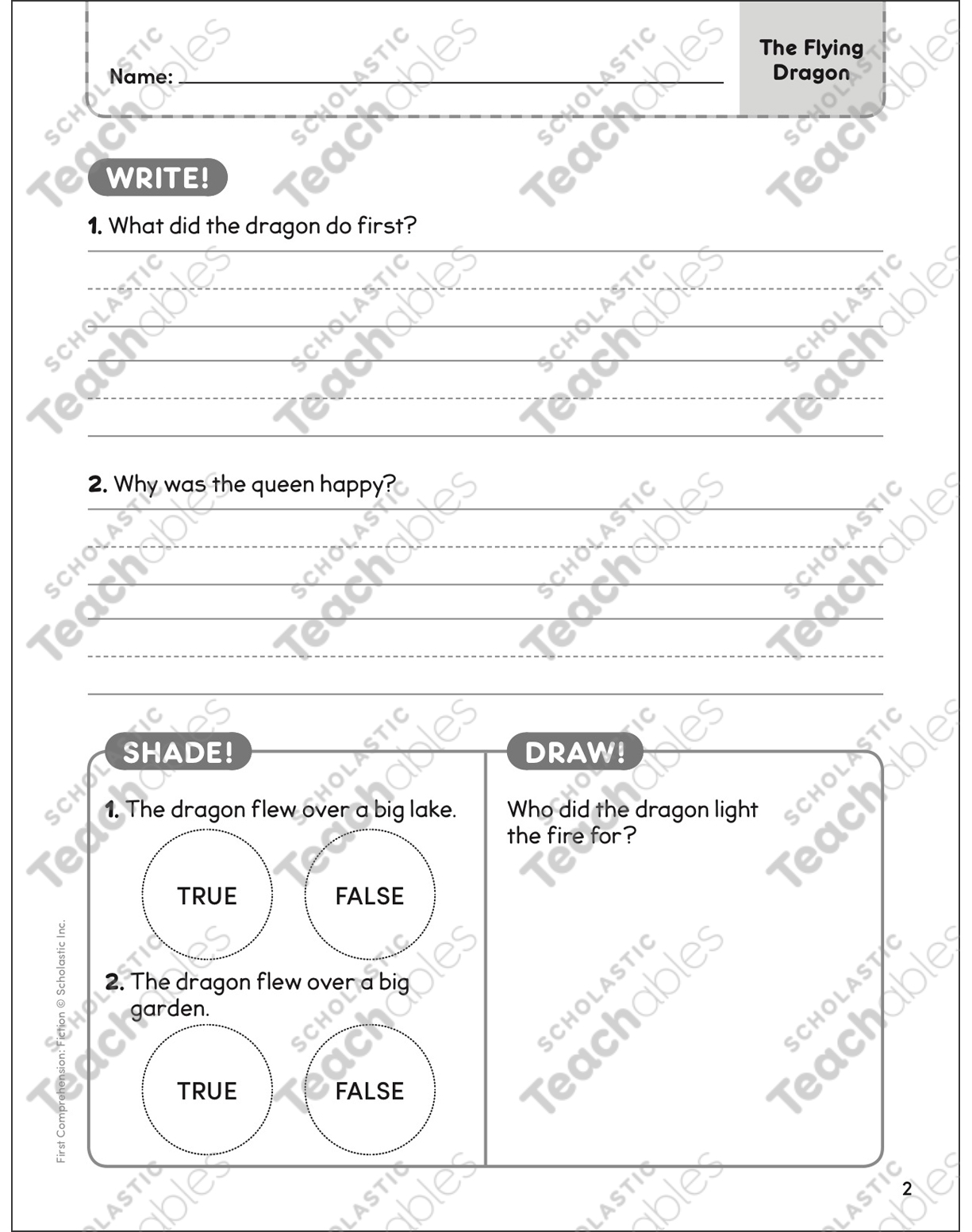 The Flying Dragon: First Comprehension (Fiction) | Printable Skills Sheets