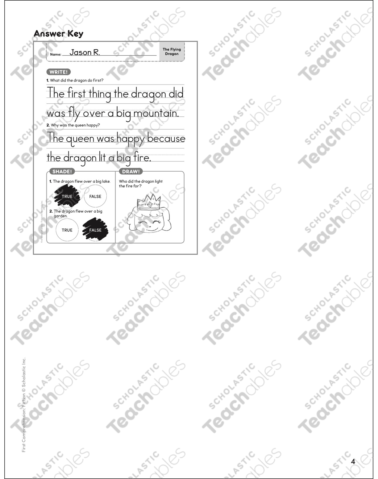 The Flying Dragon: First Comprehension (Fiction) | Printable Skills Sheets