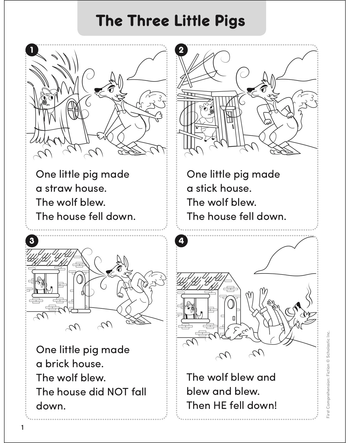 Three Little Pigs: First Comprehension (Fiction) | Printable Skills Sheets