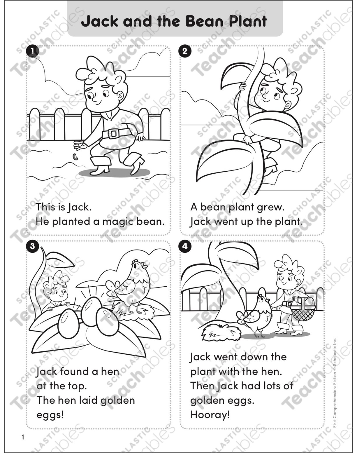 Jack & the Bean Plant: First Comprehension (Fiction) | Printable Skills ...