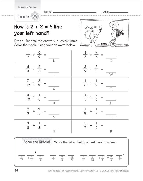 Solve-the-Riddle: Fractions Divided By Fractions | Printable Number ...