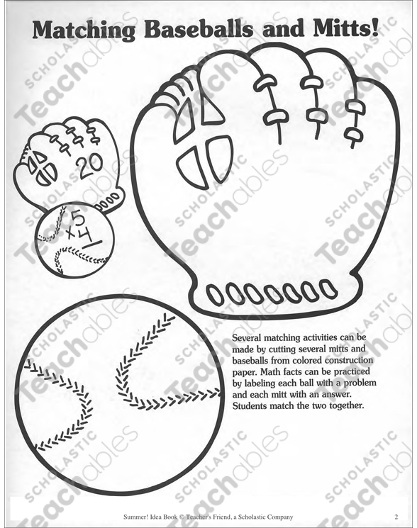 baseball glove coloring sheet