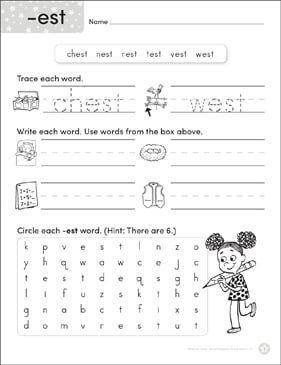 Est Word Family Worksheets