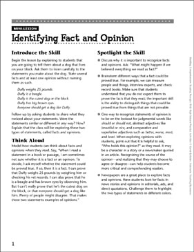 Fact Vs Opinion Lesson High School