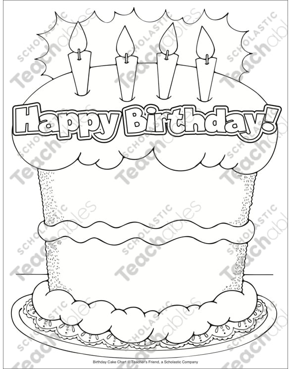 printable coloring pages of birthday cake
