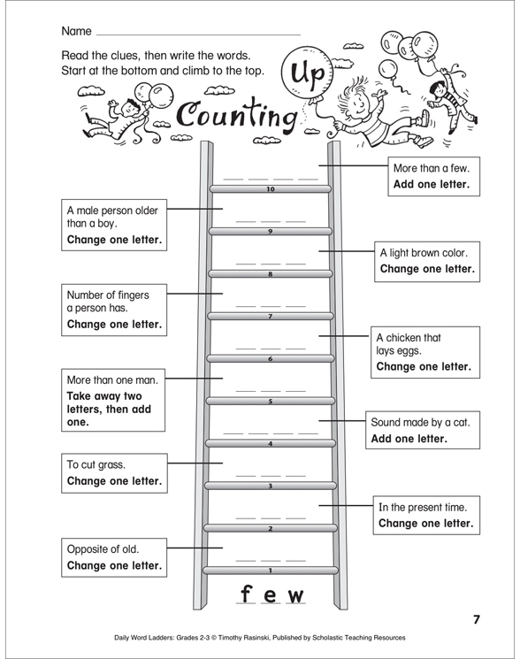 Counting Up Word Ladder (Grades 2-3) | Printable Skills Sheets