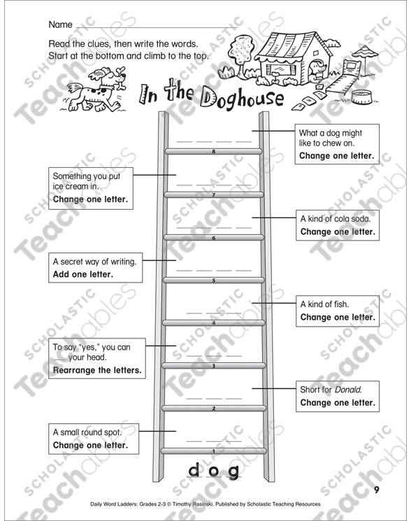 In the Doghouse Word Ladder (Grades 2-3) | Printable Skills Sheets