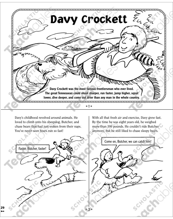 davy crockett printable coloring pages