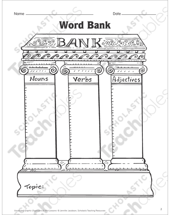 Word Bank (Vocabulary) | Printable Graphic Organizers, Lesson Plans and ...