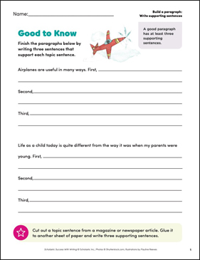 Supporting Sentences Worksheets Identifying Supporting Details