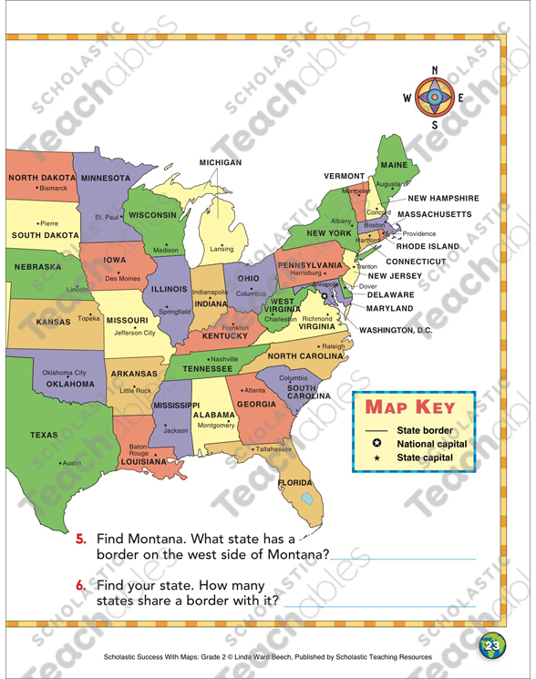 United States Maps For 2nd Grade