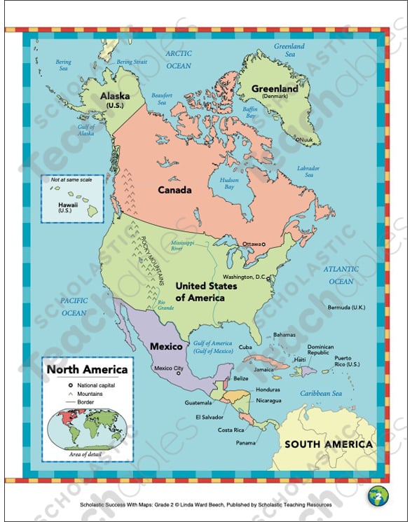 North America: Map Skills (Grade 2) | Printable Maps and Skills Sheets