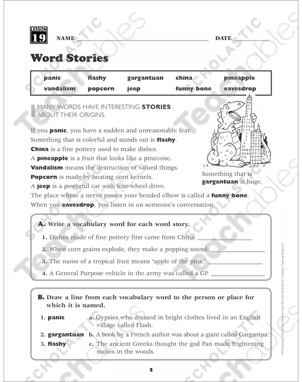 Word Stories: Grade 4 Vocabulary | Printable Skills Sheets