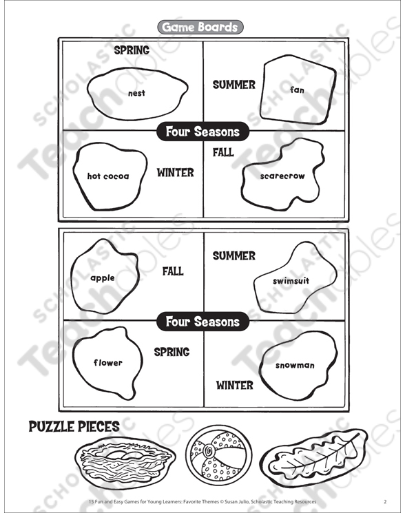 Four Seasons Puzzle (Skill-Building Game) | Printable Games, Puzzles ...