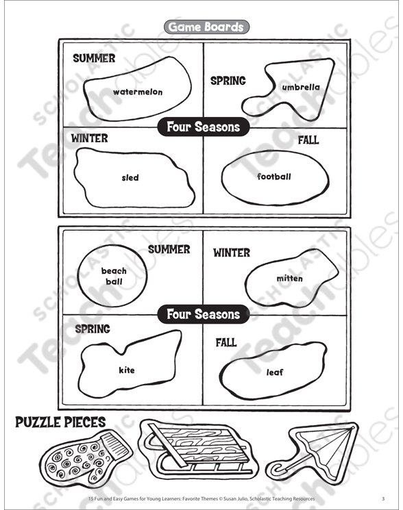 Four Seasons Puzzle (Skill-Building Game) | Printable Games, Puzzles ...