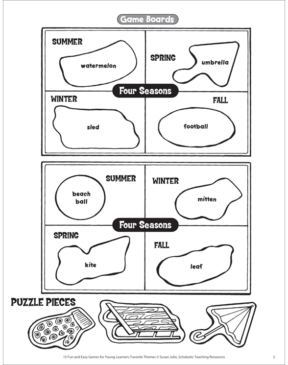 Four Seasons Puzzle (Skill-Building Game) | Printable Games, Puzzles ...