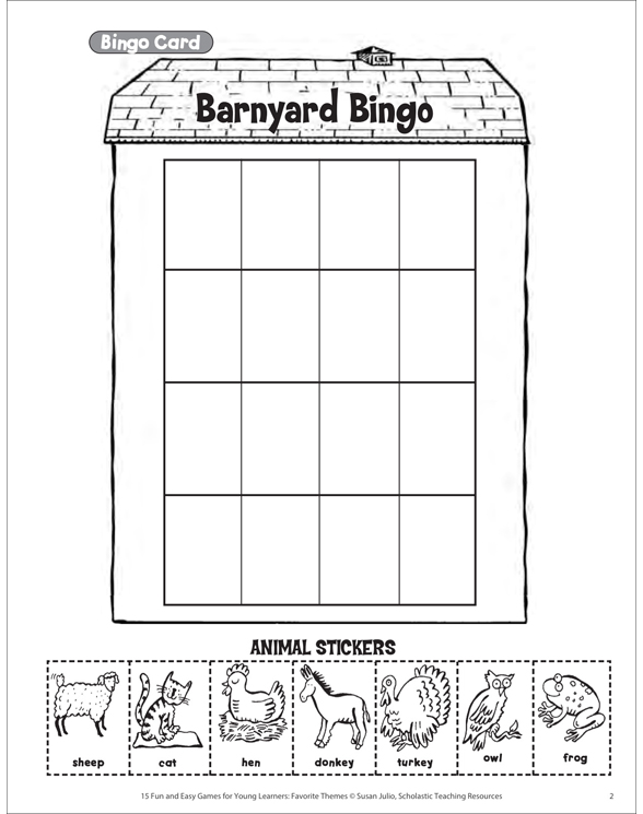 Barnyard Bingo (Farm Animal Skill-Building Game) | Printable BINGO ...