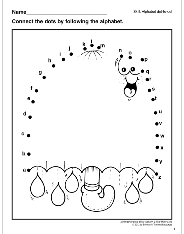 Lowercase Dot-to-Dot–Umbrella: Alphabet Skills | Printable Connect the ...