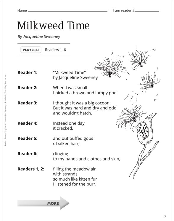 Milkweed Time: Autumn Poetry Playlet | Printable Texts, Lesson Plans ...