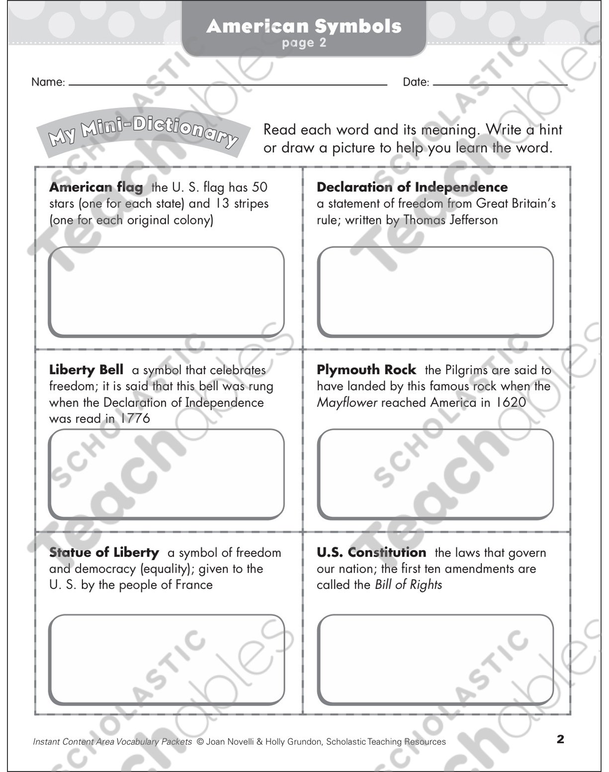 American Symbols Worksheet