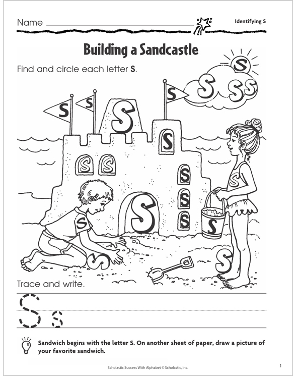 Building a Sandcastle (Identifying S) | Printable Skills Sheets