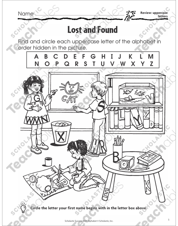 Lost and Found (Uppercase Letters) | Printable Skills Sheets