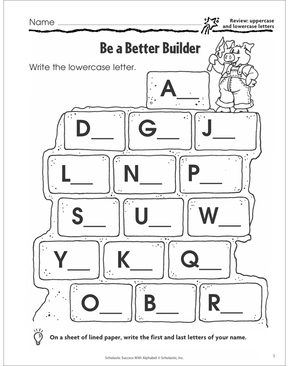 Be a Better Builder (Upper/Lowercase Letters) | Printable Skills Sheets