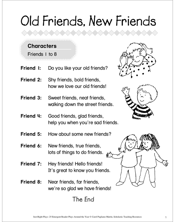 Old Friends, New Friends: An Emergent Reader Play | Printable Texts ...