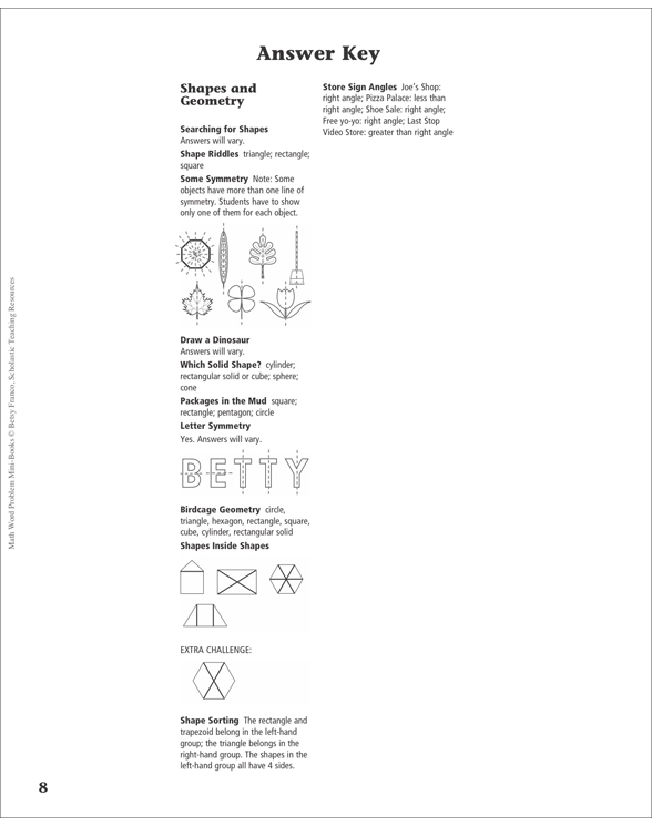Shapes and Geometry: Word Problems | Printable Mini-Books