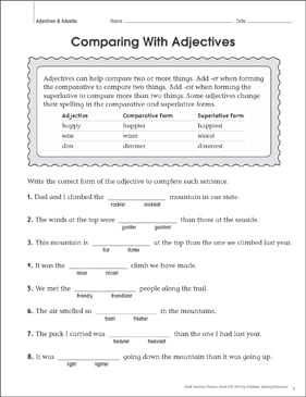 Comparative And Superlative Adjectives Worksheet 4th Grade Comparative