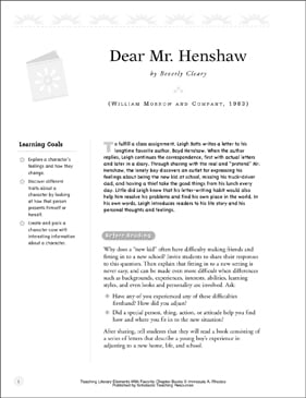 dear mr henshaw theme