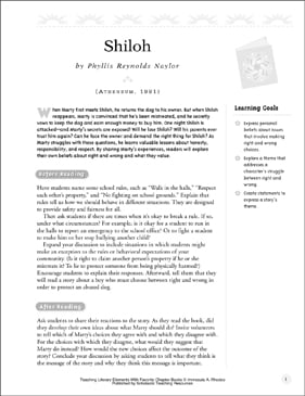 Shiloh Worksheets