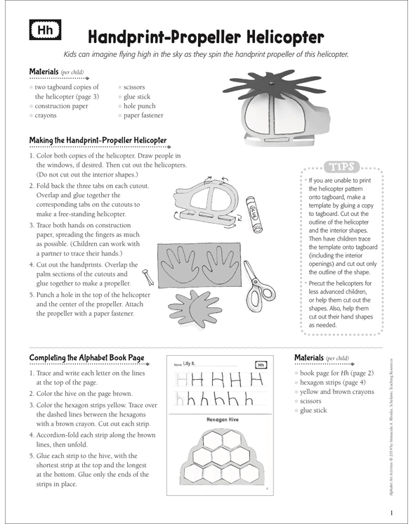 Handprint-Propeller Helicopter (Hh): Alphabet Art | Printable Craftivities