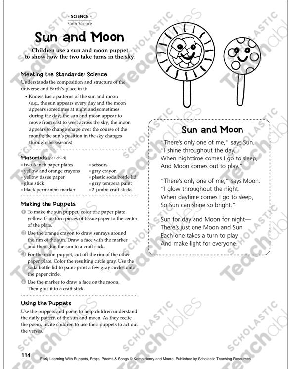 Sun and Moon: Early Learning Activity | Printable Craftivities and Texts