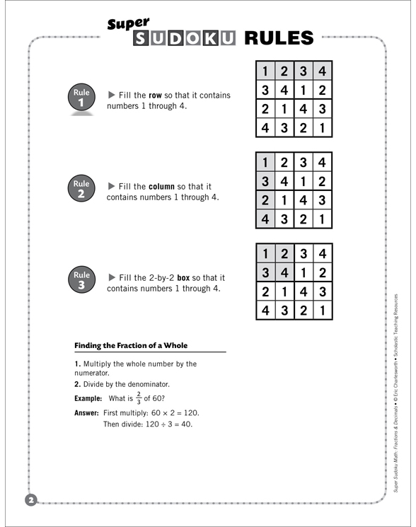 Sudoku Puzzle & Word Problem: Finding the Fraction of a Whole ...