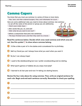 Commas Worksheets Ks2
