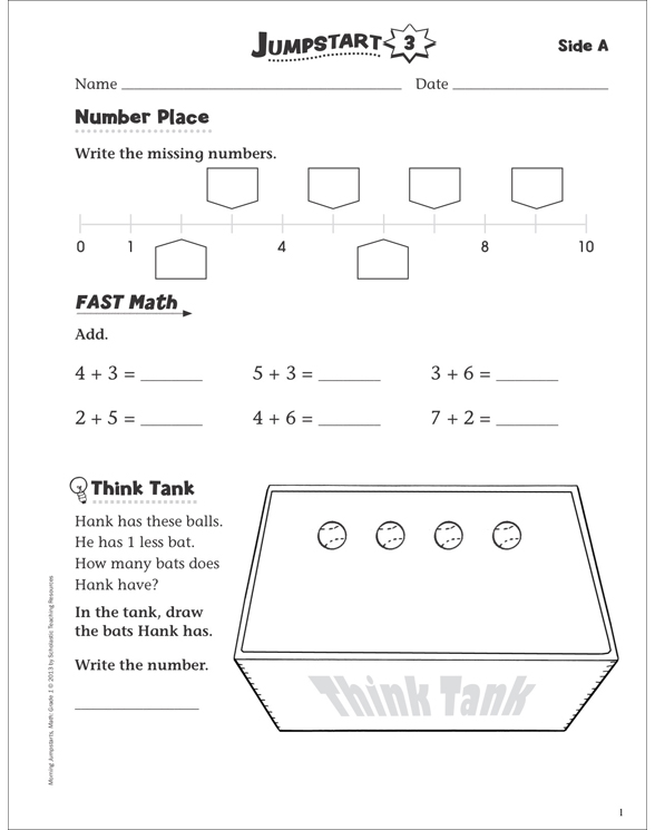 Independent Practice: Grade 1 Math Jumpstart 3 | Printable Skills ...
