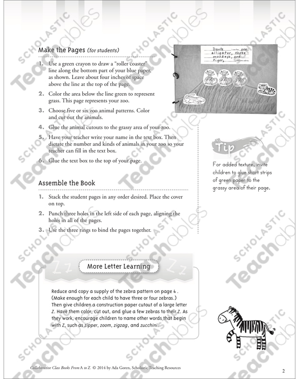 Zero Zebras at the Zoo: Letter Z Collaborative Class Book | Printable ...