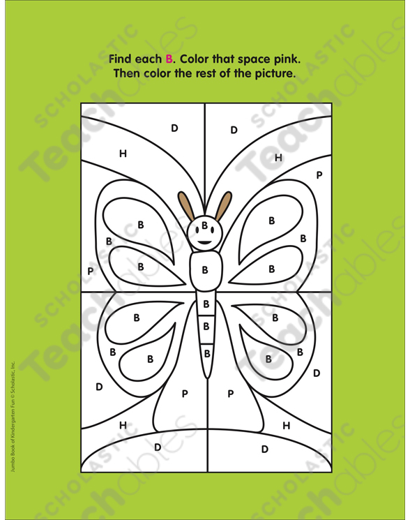 b for butterfly coloring pages
